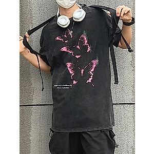 Aelfric Eden Butterfly Graphic Tees Y2k Mens Oversized T Shirts Women Vintage Streetwear Shirts Aesthetic Shirts