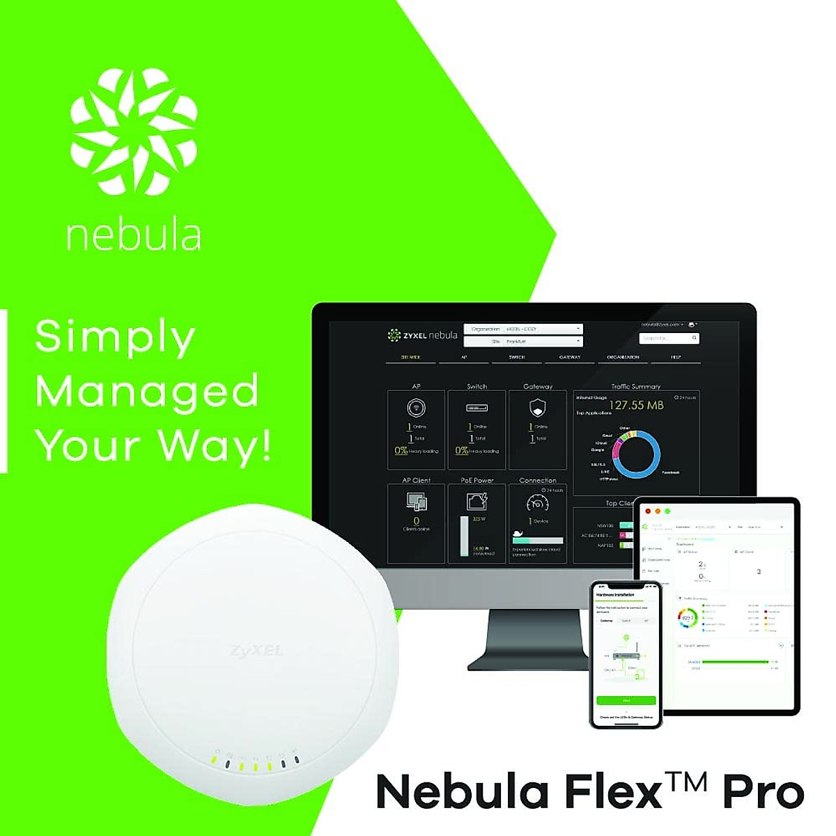 Zyxel Wireless 802.11ac 3x3 Access Point Standalone or Controller Managed [WAC6103D]