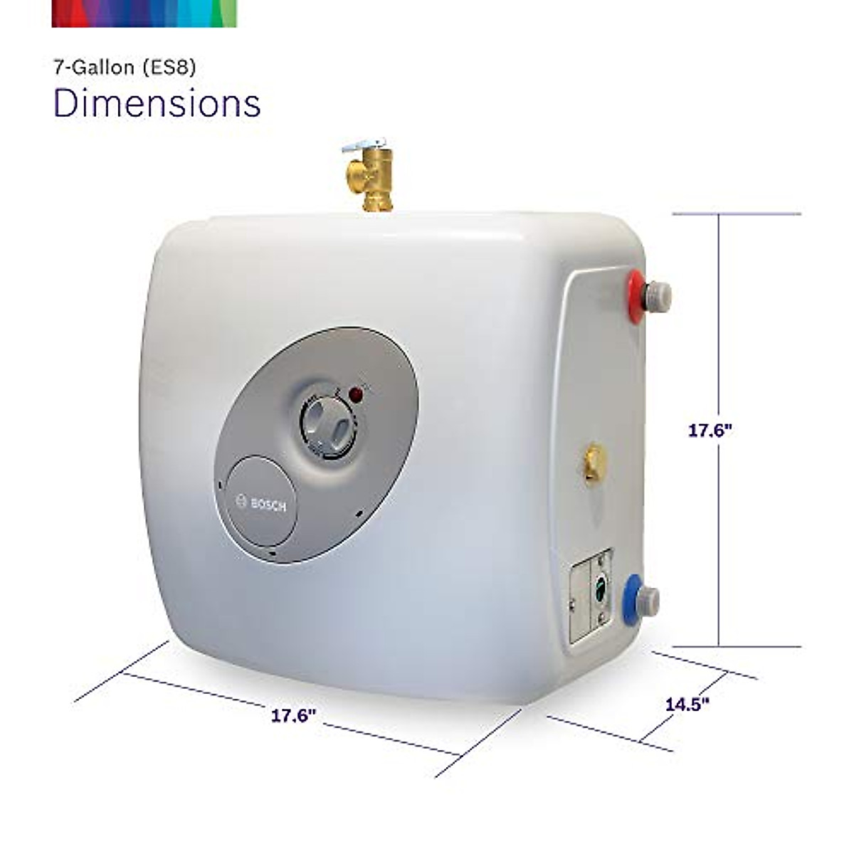 Bosch Electric Mini-Tank Water Heater Tronic 3000 T 7-Gallon (ES8) - Eliminate Time for Hot Water - Shelf, Wall or Floor Mounted