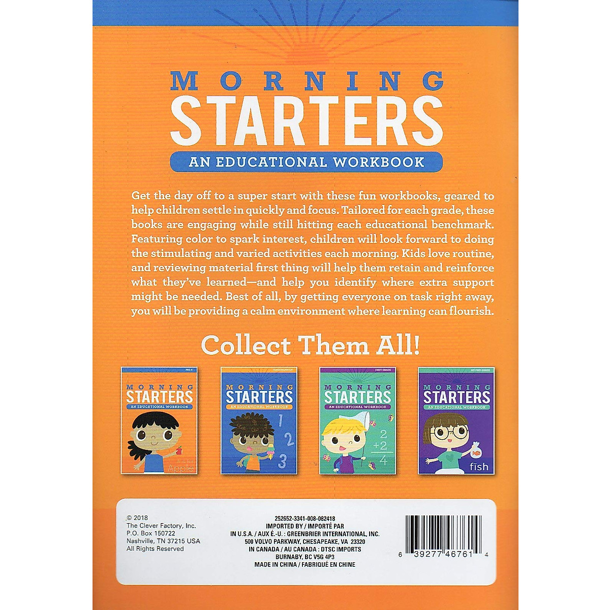 PRE-K Morning Starters Educational Workbooks