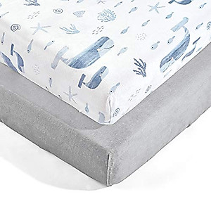 Lush Decor Baby Seaside Micro Mink 2 Pack Fitted Crib Sheet, Blue