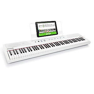 Alesis Recital – 88 Key Digital Piano Keyboard with Semi Weighted Keys, 2x20W Speakers, 5 Voices, Split, Layer and Lesson Mode, FX and Piano Lessons