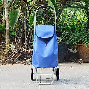 Shopping Trolley on Wheels Multi Function Shopping Cart Trolley Wheel Lightweight Aluminum Folding Luggage Cart Push-Pull Car Storage Hand Trucks,Blue ,