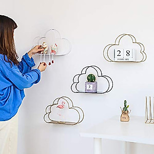 TOPINCN Cloud Shape Metal Wall Hanging Storage Shelf, Floating Wall Shelves Iron Storage Racks Hanging Decor Organizer Flower Pot Storage Rack Storage Box Wall Book Figurines Display