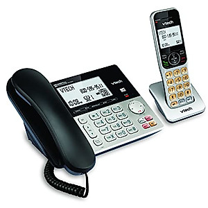 VTECH VG208 DECT 6.0 Corded/Cordless Phone for Home with Answering Machine, Call Blocking, Caller ID, Large Backlit Display, Duplex Speakerphone, Intercom, Line-Power (Silver/Black)
