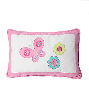 Cozy Line Home Fashions Floral Butterfly Garden Blooms Tulip Daisy 20”x15”x4” Flower Rectangular Set of 1 Decor Throw Pillow, Pink, Purple, Green, White, Multi-Color