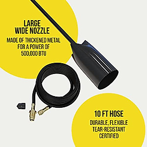 Propane Torch Weed Burner 500,000 BTU - Flame Weeder Kit with Carry Case - Heavy-Duty Flame Thrower with Flint Striker - Adjustable Flame, Long Hose 10ft - Compact Garden, Roofing Flamethrower Torch