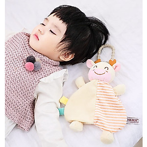 D-KINGCHY Baby Hanging Toys with Crinkle Paper, Baby Saliva Towel Toy, Infant Toys 0-12 Months, Lovey Soft Toy, Comforting Cuddle Toy for Newborn 0-1 Year Old (Deer)