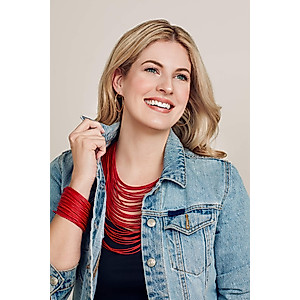 ZENZII Multi Strand Statement Bib Necklace for Women (Red)