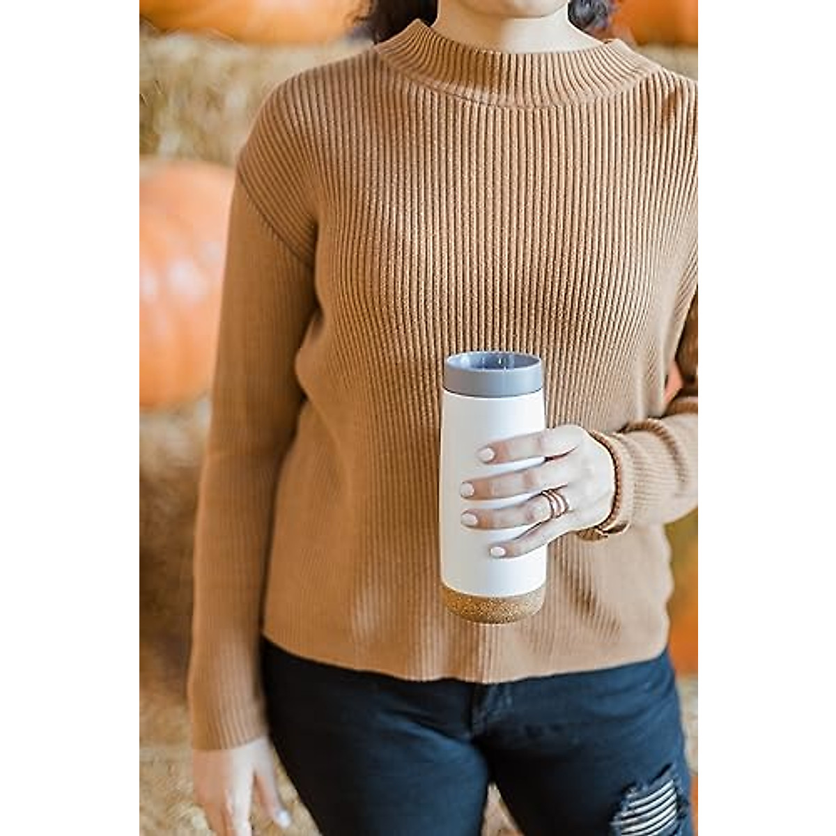 Ello Cole 16oz Vacuum Insulated Travel Coffee Mug with Leak-Proof Slider Lid and Built-in Coaster, Keeps Hot for 5 Hours, Perfect for Coffee or Tea, BPA-Free Tumbler, Grey