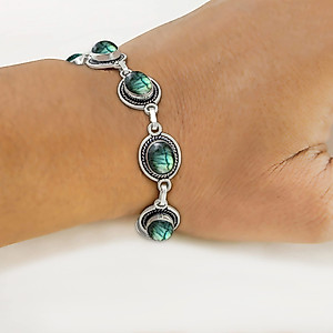 Natural 11,55 Carat Labradorite Bracelet 925 Silver Plated Handmade Vintage Bohemian Style Jewelry For Women Her Wife