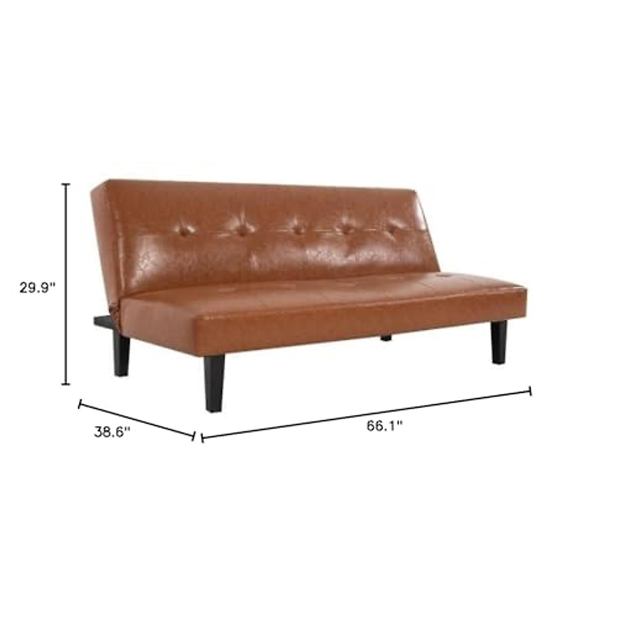 Naomi Home Raelynn Button Tufted Sofa Affordable Caramel Modern - Air Leather Couch for Small Spaces Sofa Cama para Sala Modernos Baratos - Durable Sturdy Living Room Furniture Tool-Free Assembly