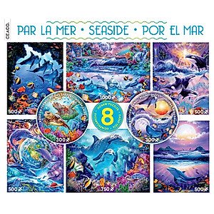Ceaco - 8 in 1 Multipack - Seaside - (2) Round 300 Piece, (4) 550 Piece, (1) 750 Piece (1) 1000 Piece Jigsaw Puzzles