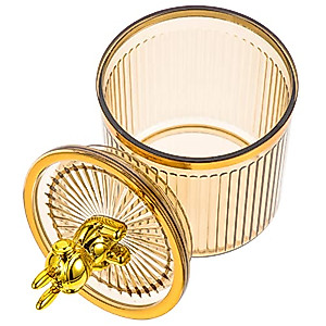 Garneck 2pcs space bunny storage tank cotton round holder medicine bottles with caps round vanity tray candy dish covered candy bowl bathroom canister acrylic canister clear acrylic jar