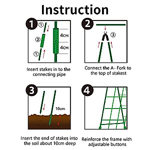 DECOHS A-Frame Metal Garden Trellis Set for Raised Bed-47x 47 Inch Detachable Cucumber Climbing Trellis with Net and Clips-Garden Climbing Trellis for Outdoor Plant Cucumber Flowers Vegetables
