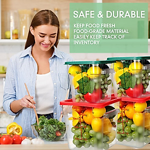 Lallisa 4 Pcs Food Storage Containers with Scales 8 qt and 4 qt Square Containers with Lids and Handles Polycarbonate Air Tight for Home Storage Kitchen Restaurant(Red, Green)