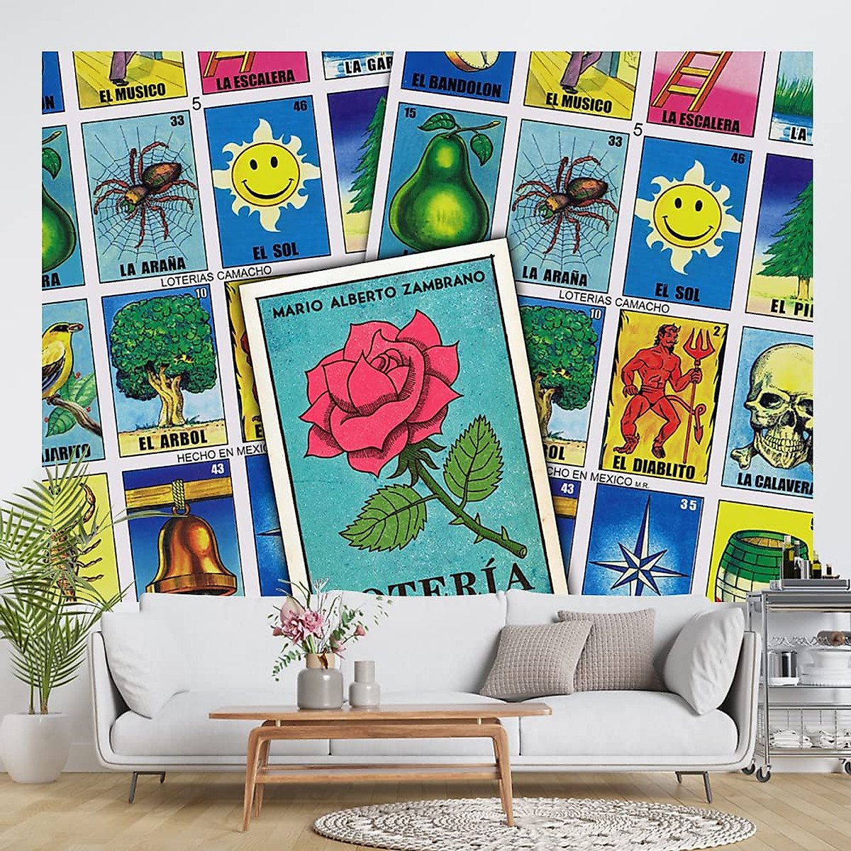 Ticuenicoa 7×5ft Mexico Loteria Card Backdrop Mexican Theme Party Lotería Cards Photography Backdrop for Adult Portrait Kids Birthday Party Supplies Fiesta Decorations Room Wall Decor Photoshoot