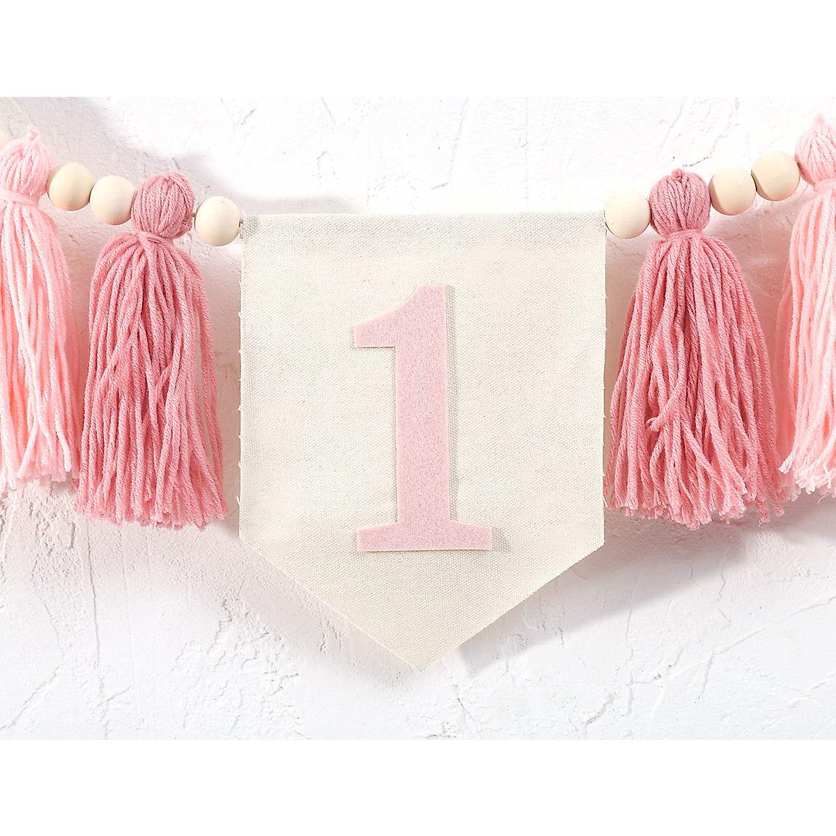 1st Birthday High Chair Banner,Pink Tassel Theme Banner For Girl,1st Birthday Photo Backdrop,Wall Hangings Decorative for Kids Bedroom Nursery Party Holiday Classroom Decoration (pink)