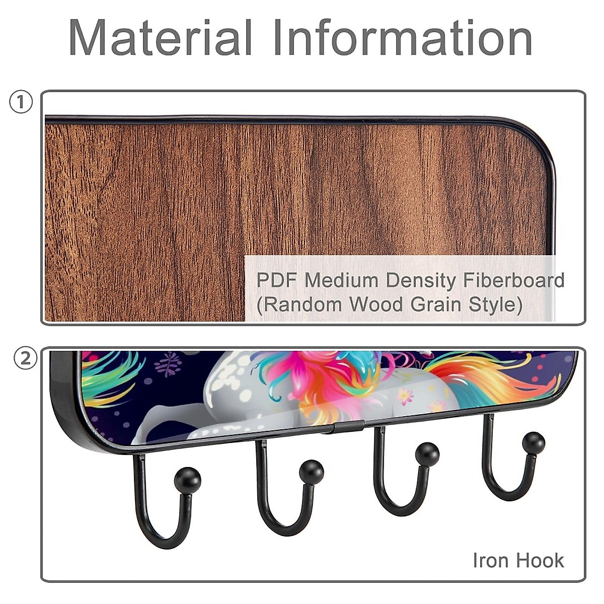 Dragon Sword Rainbow Hair Unicorn Coat Rack Wall Mounted, 4 Tri Hooks for Hanging Coats, Wall Coat Hanger, Decorative Iron Hooks for Coat Hat Towel, Bathroom Kitchen