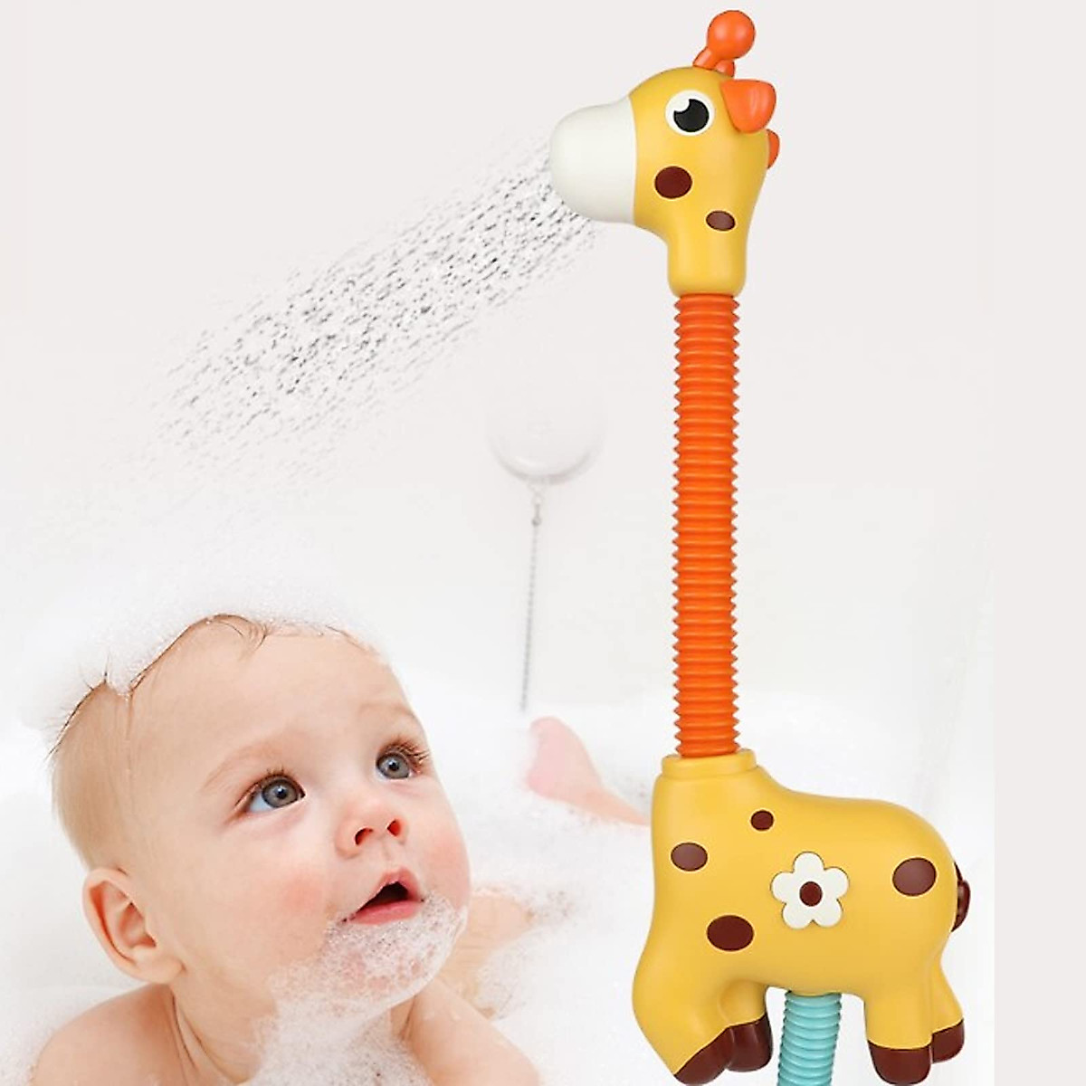 Little Bado Giraffe Electric Spray Water Squirt Sprinkler Baby Bath Toys Bathtub Shower Pool Bathroom Toy for Infants Babies 6-12 Months Toddlers 1-3 Years