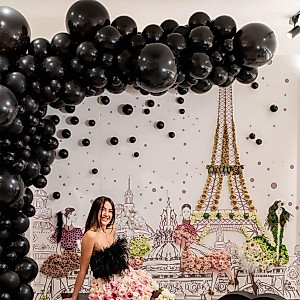 25 Packs 18 Inch Black Big Balloons Thick Latex Balloons for Black Birthday Bridal Shower Party Decorations (Black)