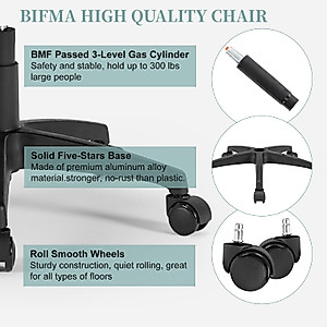 Ergonomic Mesh Office Chair, Comfy Desk Chair with Flip up Armrests, Swivel Computer Desk Chair with Adjustable Lumbar Support and Height for Home Office, 300 lbs Capacity