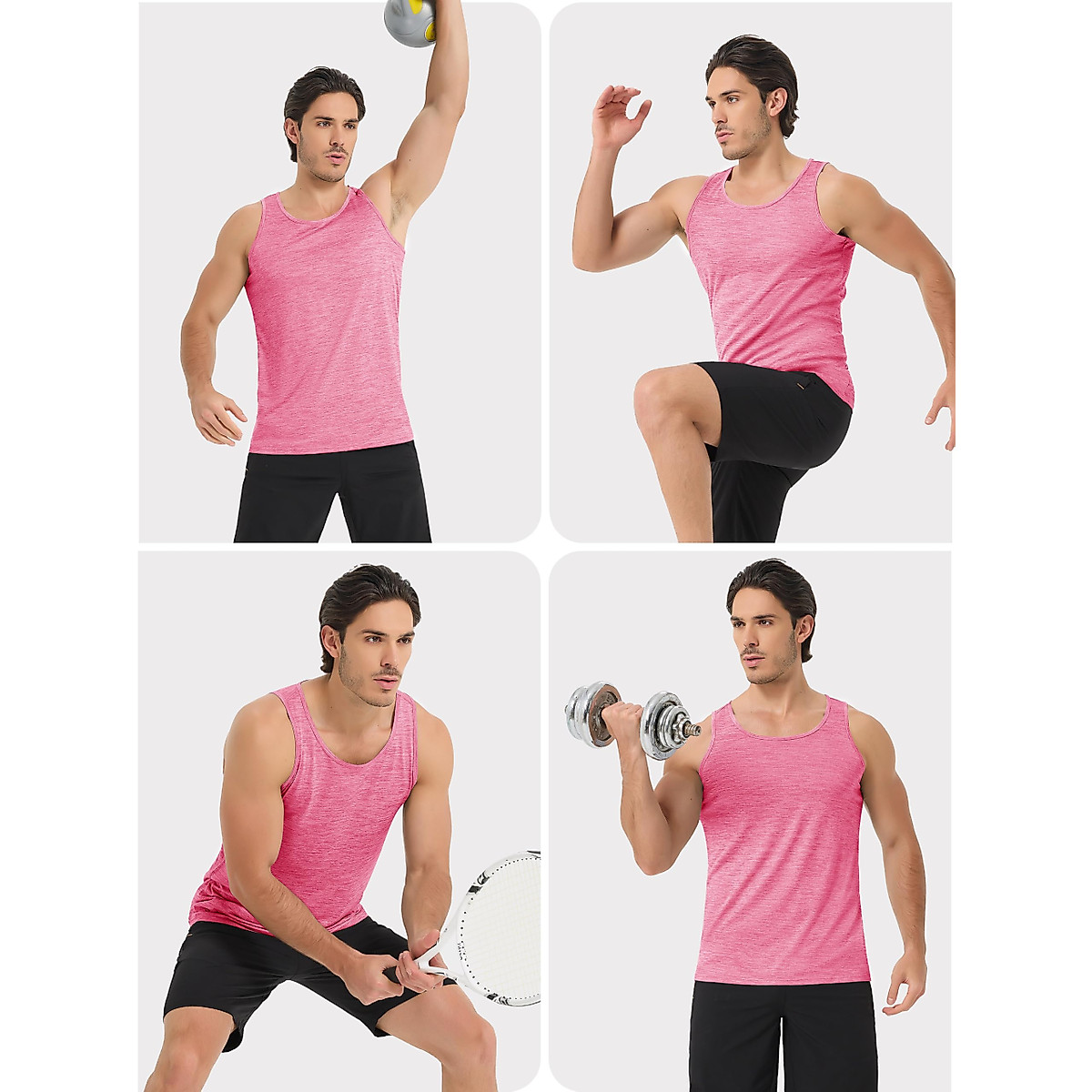 MAGCOMSEN Tank Tops for Men Running Tank Tops Men Gym Shirts Men Sleeveless Mens Shirts Workout T Shirts for Men Tank Top Athletic Shirts for Men Pink