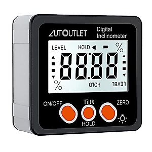 AUTOUTLET Digital Angle Finder Gauge Magnetic Angle Level Finder Digital Protractor Inclinometer Miter Angle Cube Level Box for Woodworking,Table Saw with Backlight 0-360° Rotation