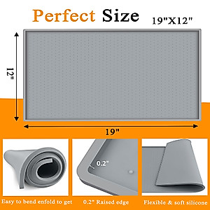 TOHONFOO Waterproof Trash Can Mat with Raised Edge, Non-Slip Under Garbage Can Mat for Reduce Floor Carpet Wall Scratches, Protective Silicone Rubber Tray for Kitchen