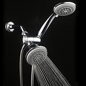 DreamSpa Luxury 36 Setting Large Showerhead and Hand-Shower Dual 3-Way-Combo by Top Brand Manufacturer (Fixed and Handheld Shower-Heads, Water-Diverter, Extra Long 6 ft Stainless Steel Shower-Hose)