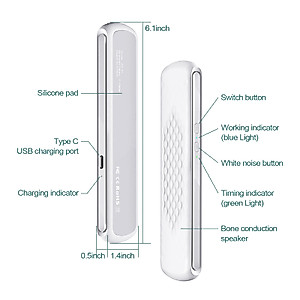 GroTawel Pillow Speaker Bone Conduction Stereo, Mini Portable Bluetooth Sleep Headphones for Deep Sleeping, Insomnia White Noise Machine for Side Sleepers-White