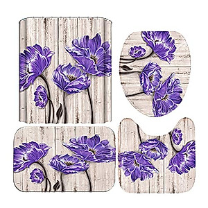 Valcatch 1 Set 3D Digital Printing Shower Curtain Sets with Rugs Toilet Lid Cover and Bath Mat Stylish Ice Cube Shower Curtain with 12 Hooks for Home Hotel Party Bathroom Decorations