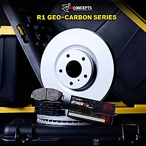 R1 Concepts Front Brakes and Rotors Kit |Front Brake Pads| Brake Rotors and Pads| Optimum OEp Brake Pads and Rotors|fits 2006-2011 Volkswagen CC, Passat, Passat CC, R32