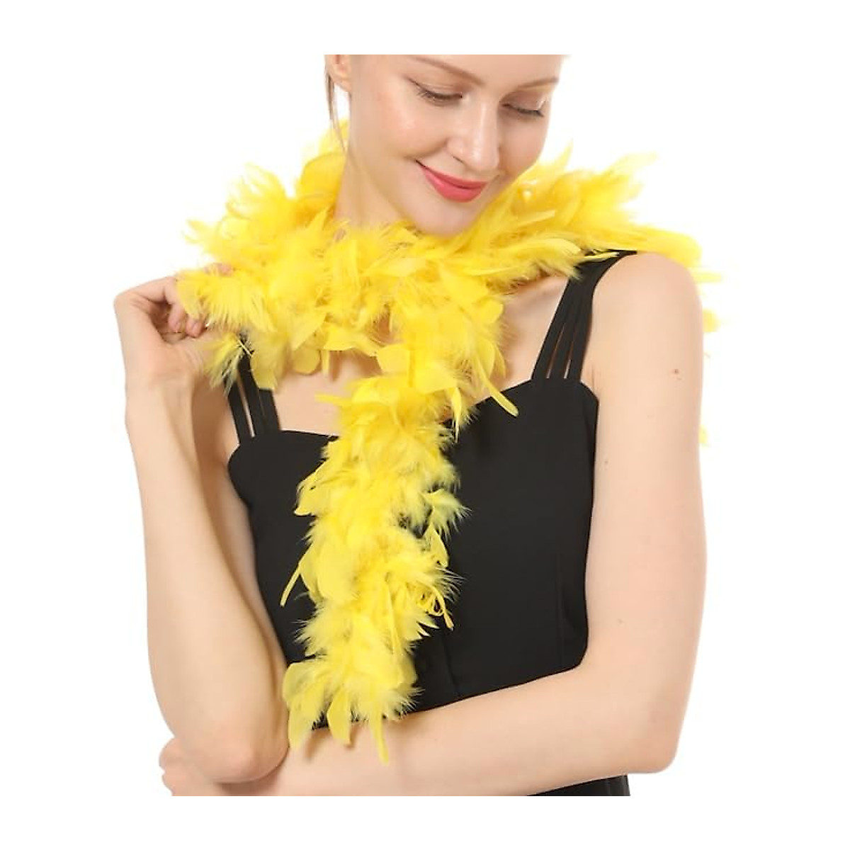 Over 10 Color 25 Gram, 4 Feet Long Chandelle Feather Boa,Kids Feather Boa, Great for Party, Wedding, Halloween Costume, Christmas Tree, Decoration (Yellow)