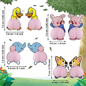 8 Pieces of 3D Fluorescent Cartoon Decorative Mute Stickers Cute Silicone Car Rearview Mirror Door Frame Anti Collision Stickers Decompression Luminous