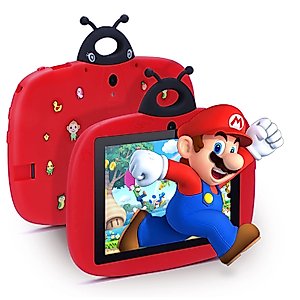 C idea 7 Inch Tablets for Kids,Android 12 Kids Tablet Age 2-5,32GB ROM+1TB Storage Expandable,Iwawa Pre-Installed Small Smart Kids Tablets for Girls Boys Children Educational(Ladybug)