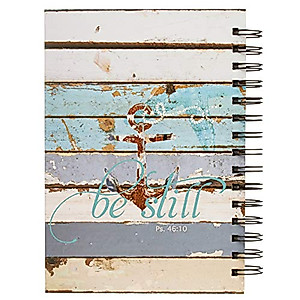 Christian Art Gifts Journal w/Scripture Be Still and Know Psalm 46:10 Bible Verse Coastal Beach 192 Ruled Pages, Large Hardcover Notebook, Wire Bound