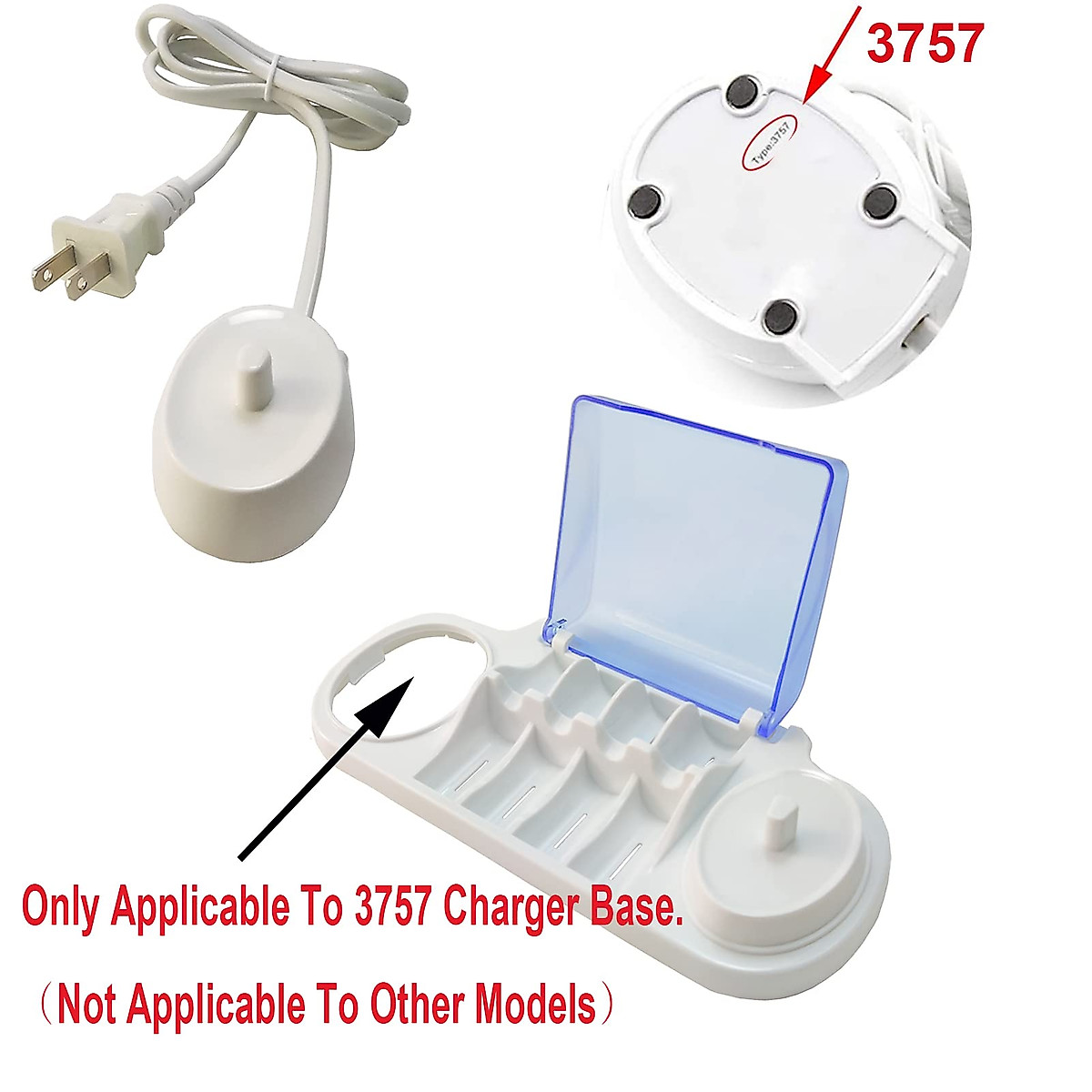 Replacement Charger Base for 3757 Electric Toothbrushes, Inductive Charger Fits Genuine Pro, Electric Toothbrush Stand Holder Heads Organizers with Charger Holder