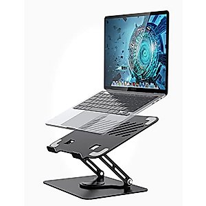 Vaydeer Adjustable Laptop Stand with 360° Free Rotation Base and Foldable Design Ergonomic Laptop Riser Fits for MacBook, Dell, HP and More 10-15.6” Laptops (Black)
