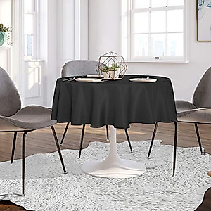 sancua Round Tablecloth - 60 Inch - Water Resistant Spill Proof Washable Polyester Table Cloth Decorative Fabric Table Cover for Dining Table, Buffet Parties and Camping, Black