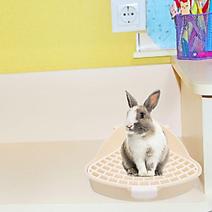 Ipetboom Triangle Potty Trainer Rabbit Litter Box Potty Trainer Pet Toilet Hamster Bunny Corner Litter Bedding Box Litter Pan for Rabbit Bunny Chinchilla Ferret Guinea Pig Hamster