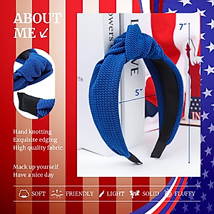 YanJie Headbands for Women Girls Knotted Headband Hair Accessories Patriotic Red Headband Blue Hairbands Fashion Top Knot Hairbands Wide Head Band 2Pcs