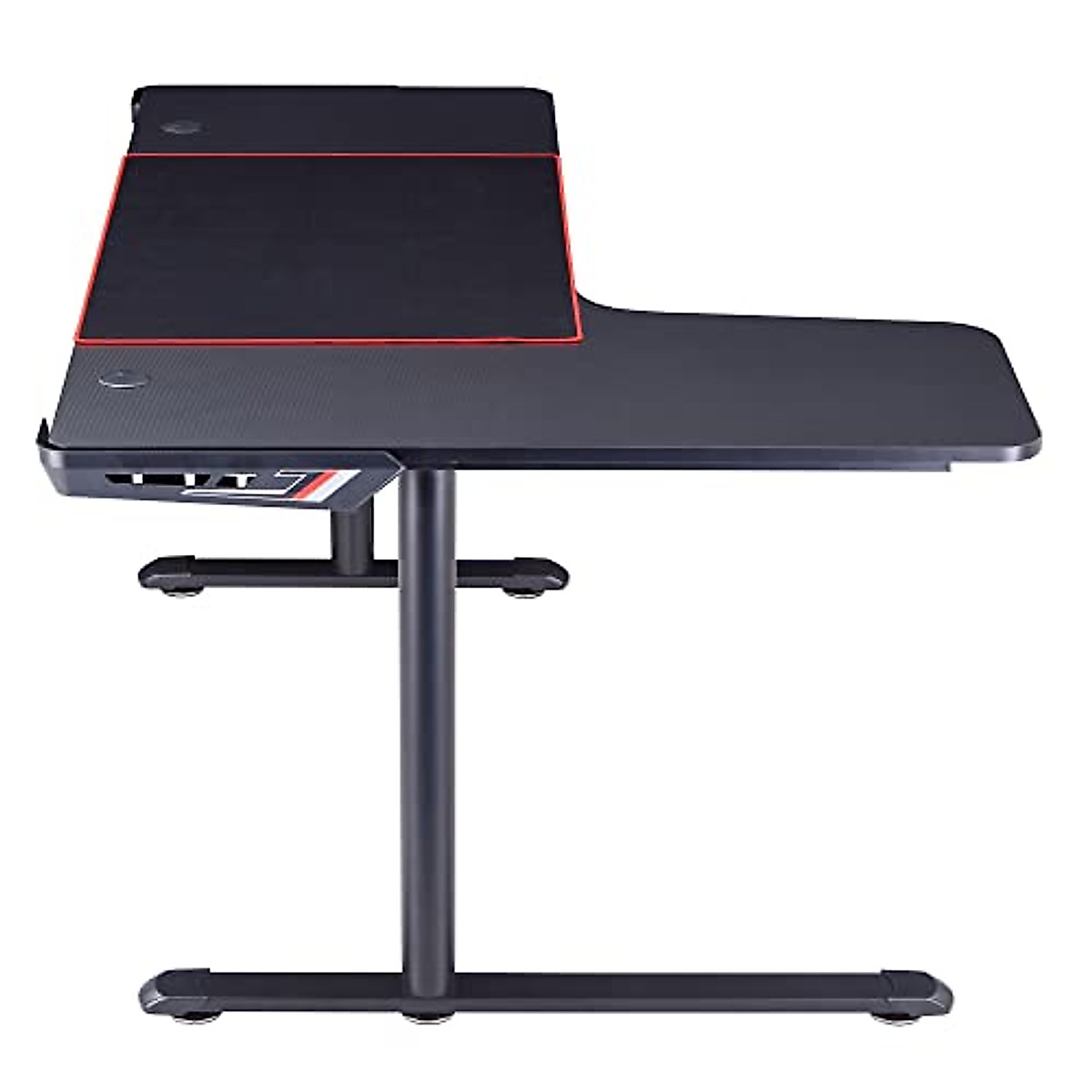 ioHOMES Kindira Modern Steel 65 in. L-Shaped Gaming Desk with USB Ports, PC Mouse Pad and Rotatable Cup-Holder for Home Office, Classroom, Study Room, Black