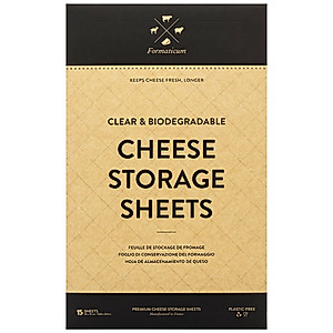 Formaticum Cheese Storage Sheets - Cheese Saver from France- Professional Earth Friendly Transparent Cheese Wrap - Cheese Sheet Savers of wood-based cellulose fibers - Clear 15 Sheets with 9" x 12"