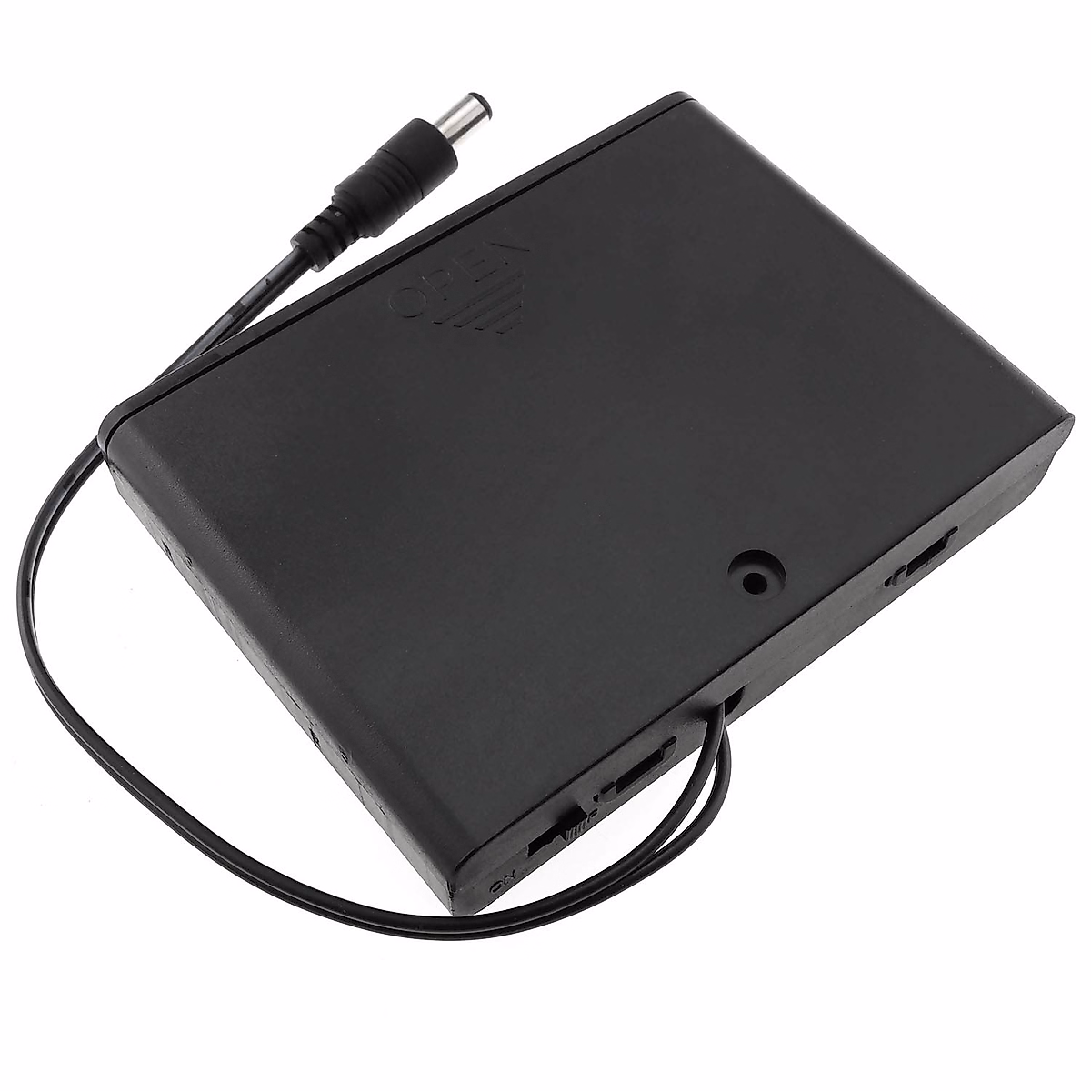 E-outstanding Battery Box 6x1.5V AA Battery Case Holder Black Enclosed Box with ON/Off Switch and 5.5mm x 2.1mm DC Plug
