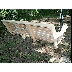 Ecommersify Flip Cup Holder Console Rot-resistant Cypress Eternal Wood Lumber Roll Back Porch Swing, 5-Feet