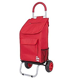 dbest products Trolley Dolly Red Foldable Shopping cart for Groceries with Wheels and Removable Bag and Rolling Personal Handtruck Standard