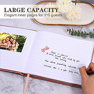 Personalized Wedding Guest Book, Elegant Hardcover Guest Sign in Book for Wedding Reception, Birthday, Graduation Party, Bridal & Baby Shower, Custom Guestbook with Gilded Edges & Gold Metallic Foil