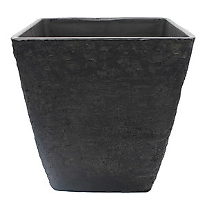 The HC Companies 16 Inch Tall Tahoe Square Planter - Premium Decorative Planter Made from Crushed Stone Resin for Indoor Outdoor Use, Slate
