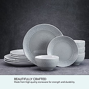 Pfaltzgraff Felicity 12 Piece Dinnerware Set, Service for 4,Gray
